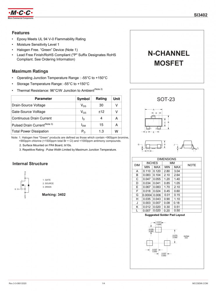 SI3402-TP datasheet page 1
