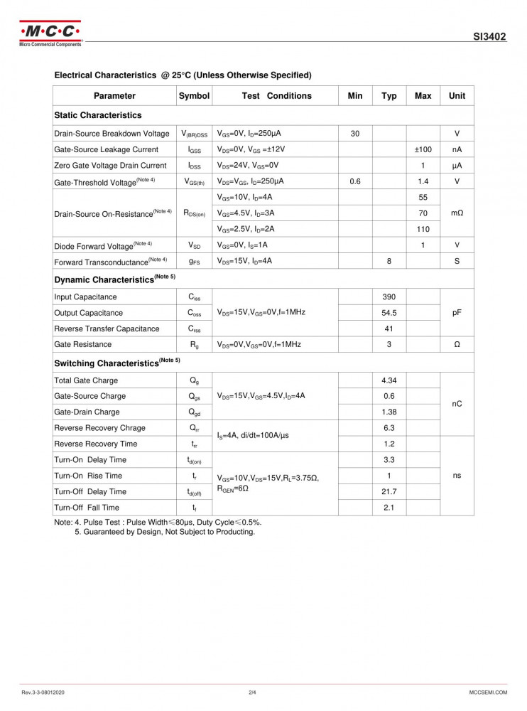 SI3402-TP datasheet page 2