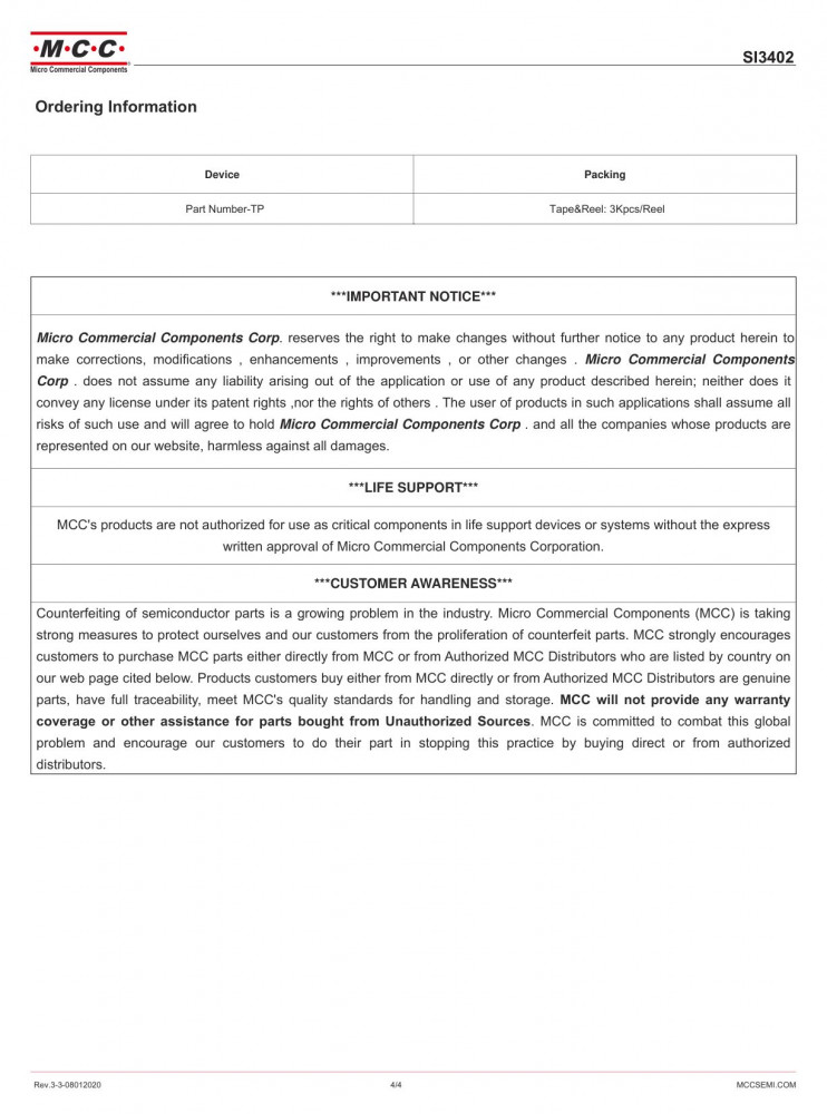 SI3402-TP datasheet page 4