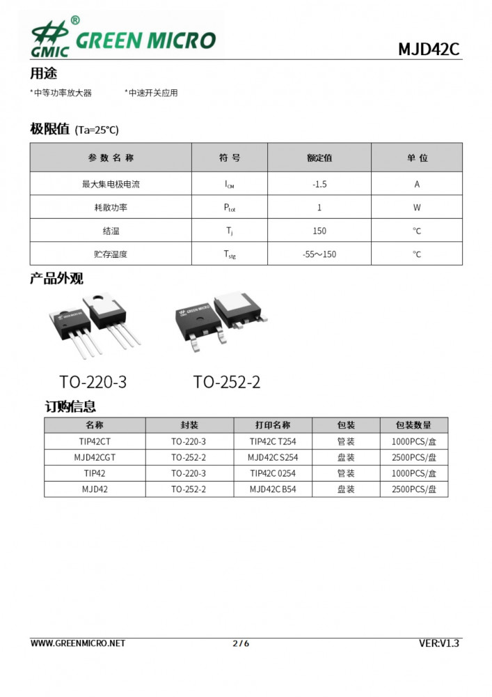 MJD42C datasheet page 2