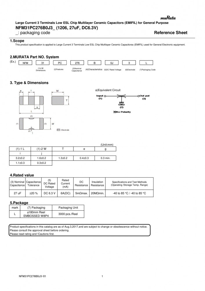 NFM31PC276B0J3L datasheet page 1