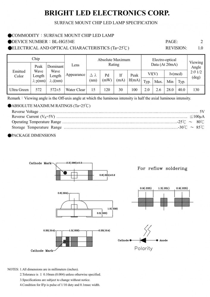 BL-HG534E-TRB datasheet page 1