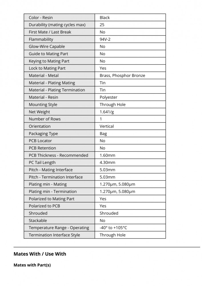 MOLEX document page 3 for material 010181044