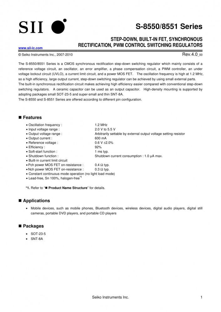 S-8550AA-I8T1G datasheet page 1
