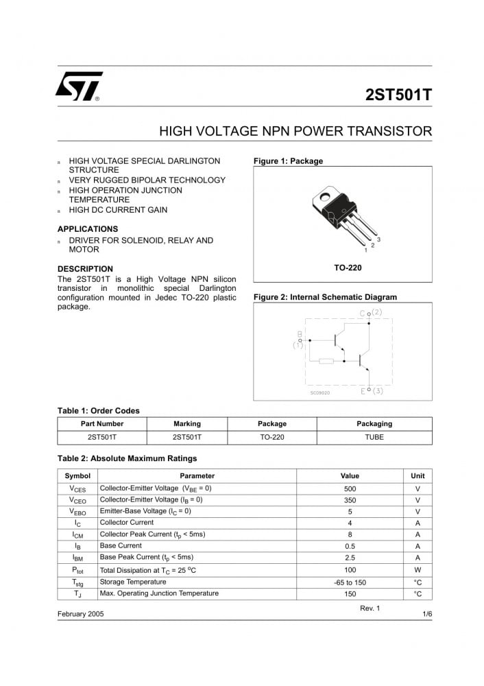 2ST501T datasheet page 1