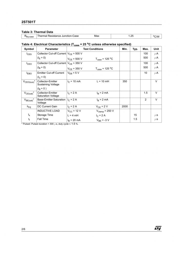 2ST501T datasheet page 2