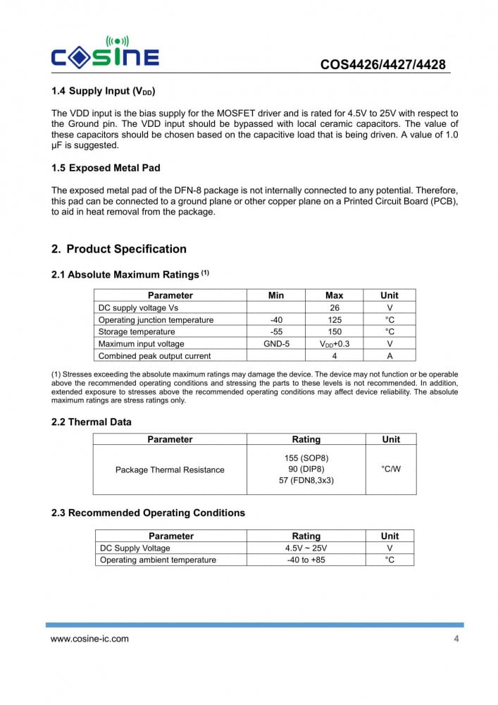 COS4428SR datasheet page 4