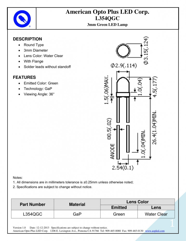 L354QGC datasheet page 1