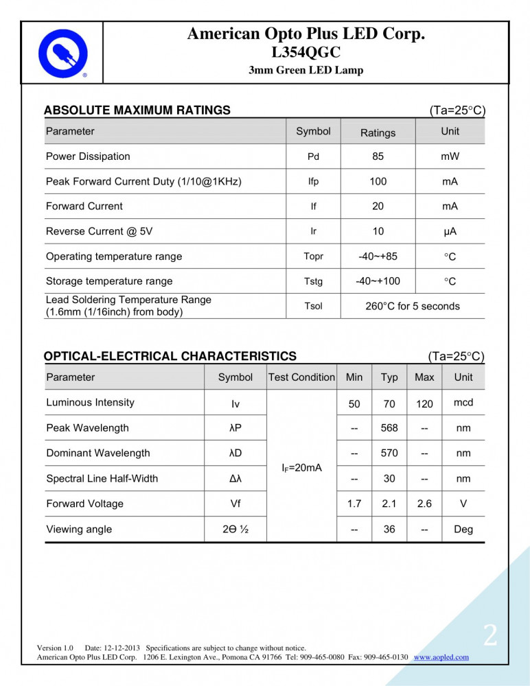 L354QGC datasheet page 2