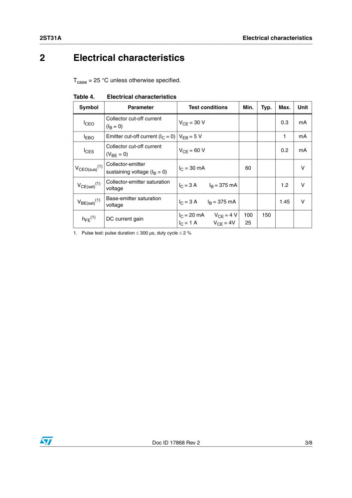 2ST31A datasheet page 3