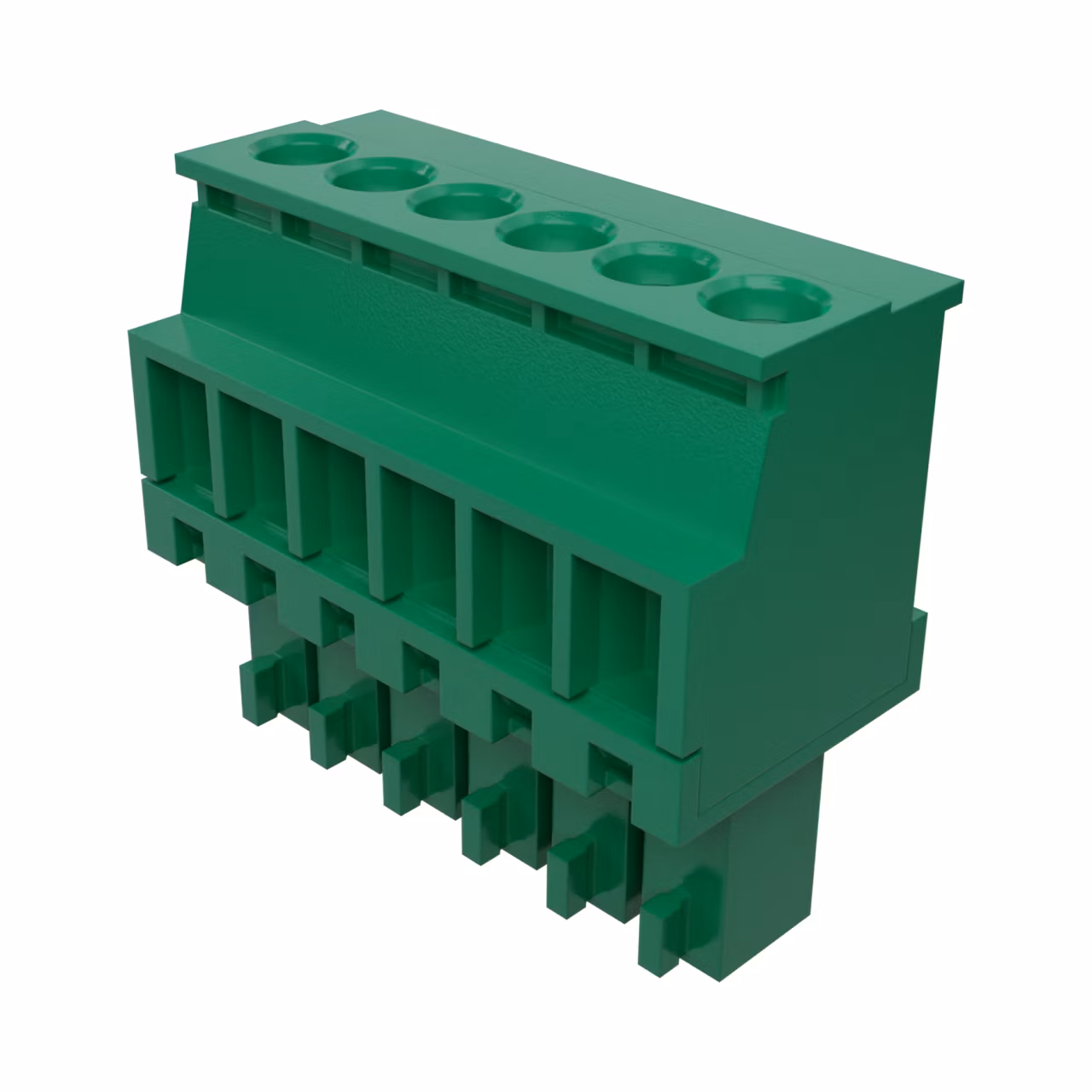 3.50mm Pitch Eurostyle Vertical Plug, with Standard Imprinting, Front Wire Entry, Green Housing, 6 Circuits for sale