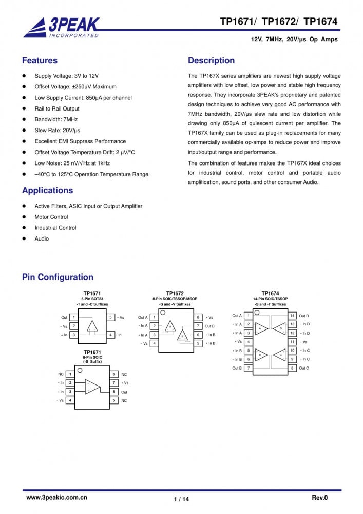 TP1672-SR datasheet page 1