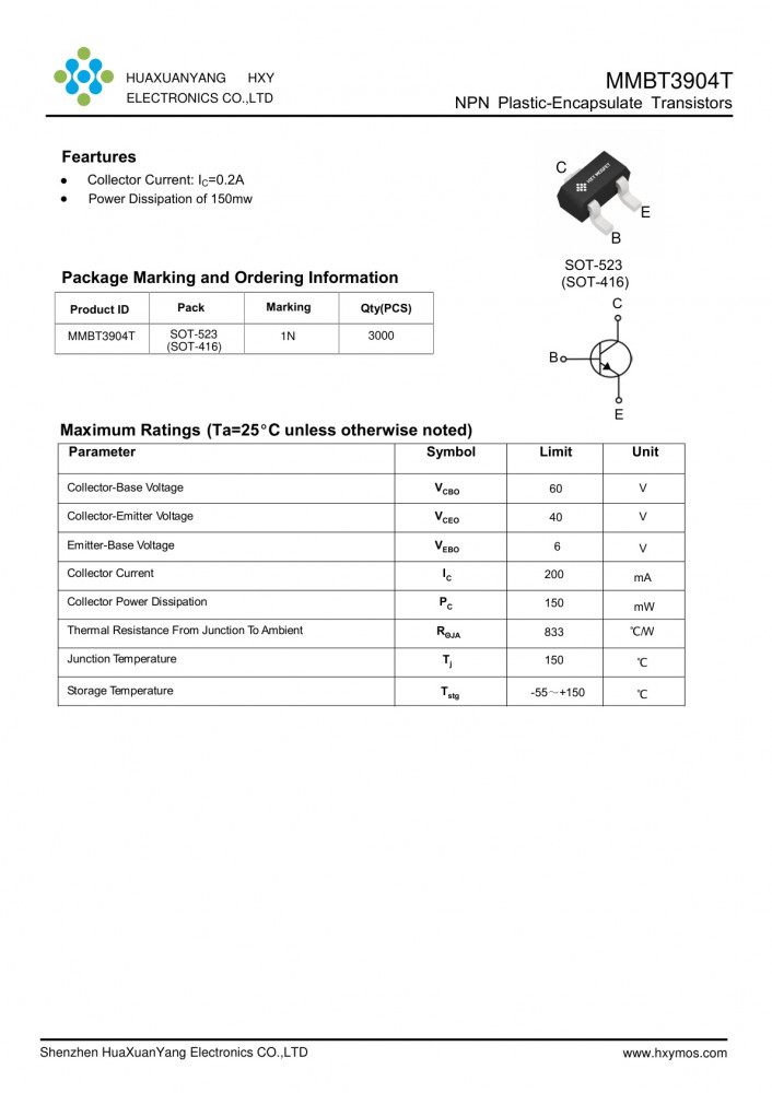 MMBT3904T datasheet page 1