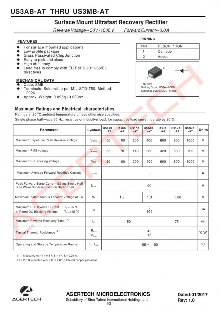 US3MB-AT datasheet page 1