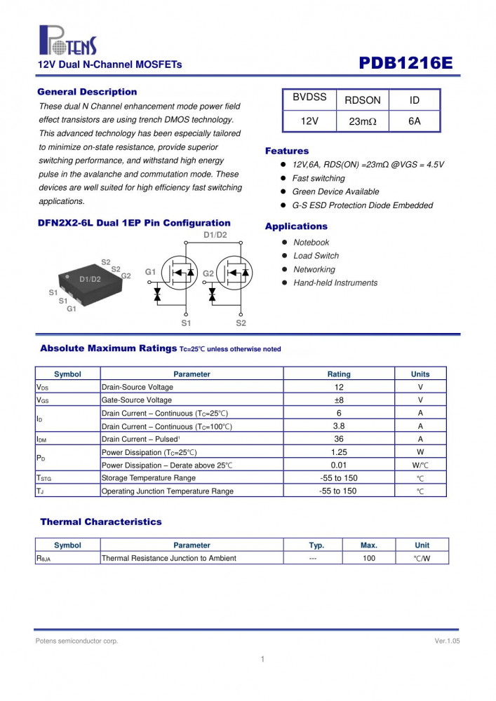 PDB1216E datasheet page 1