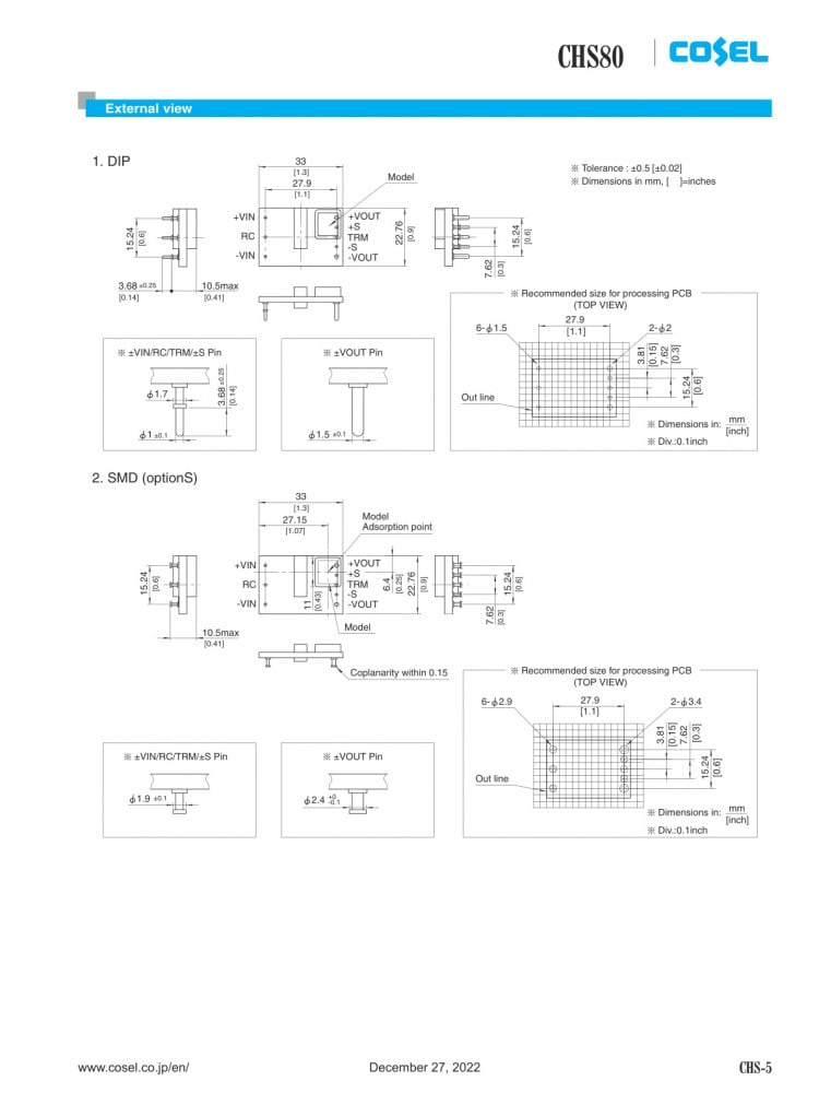Cosel CHS-series datasheet page 5