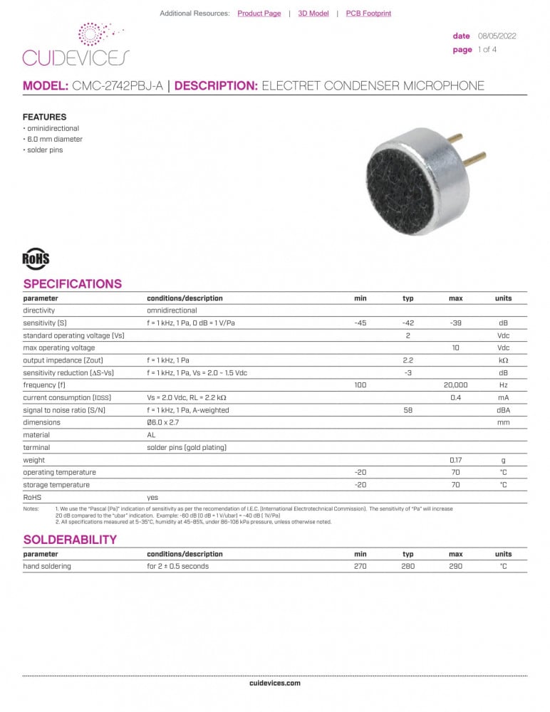 CMC-2742PBJ-A datasheet page 1