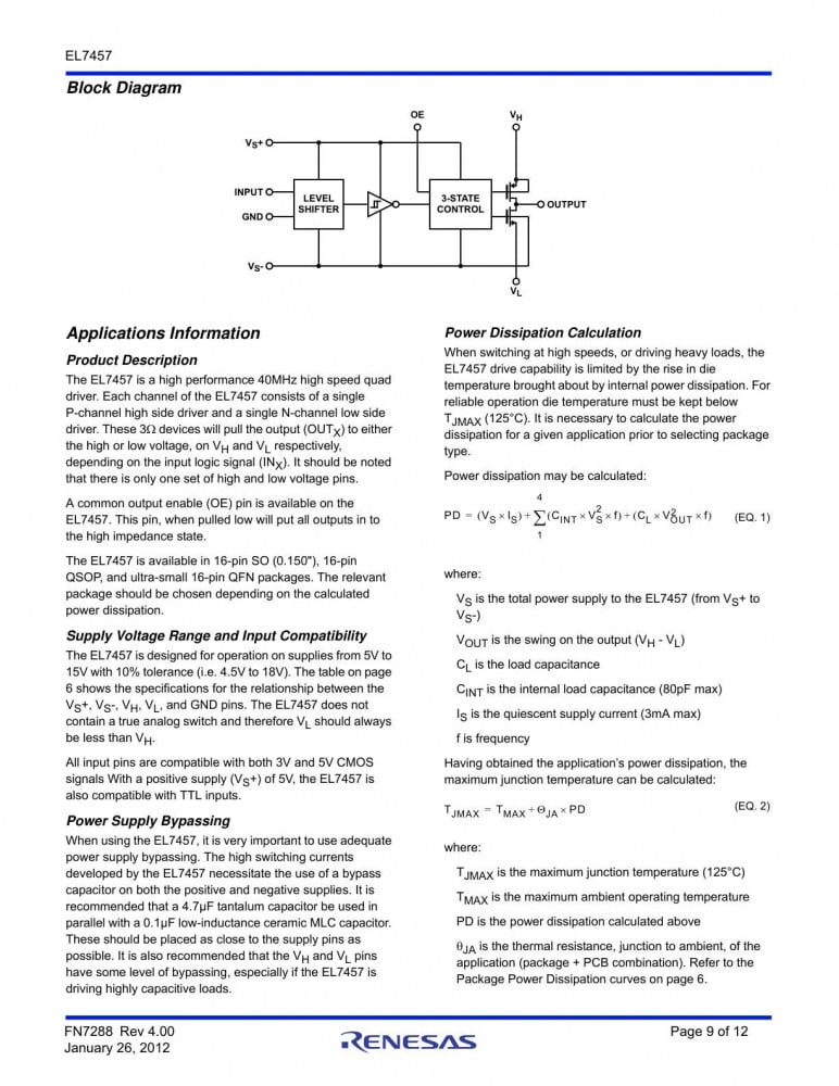 EL7457 datasheet page 9