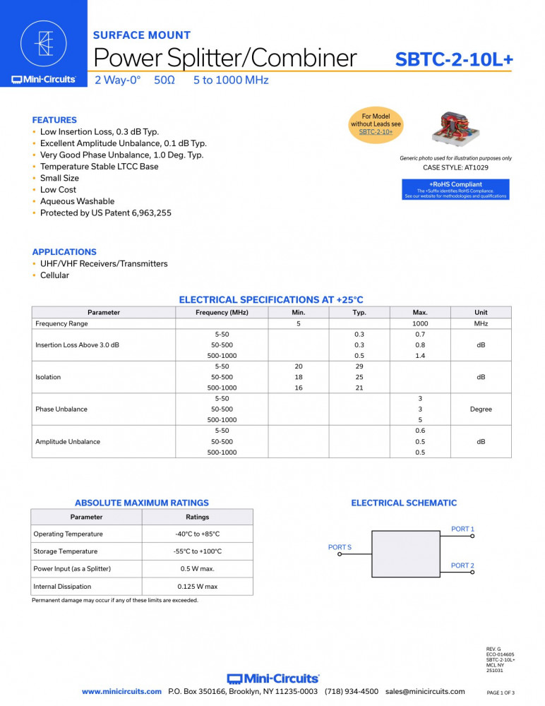 SBTC-2-10L+ technical document page 1