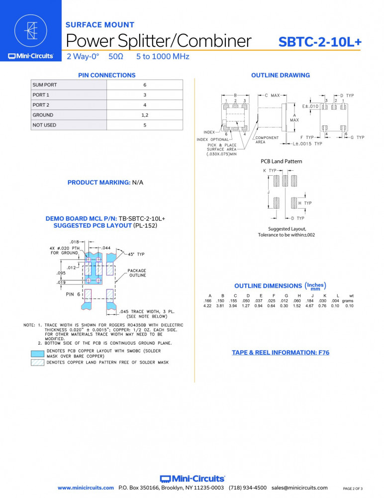 SBTC-2-10L+ technical document page 2
