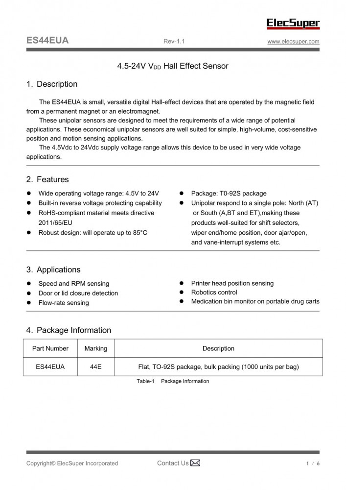 ES44EUA datasheet page 1