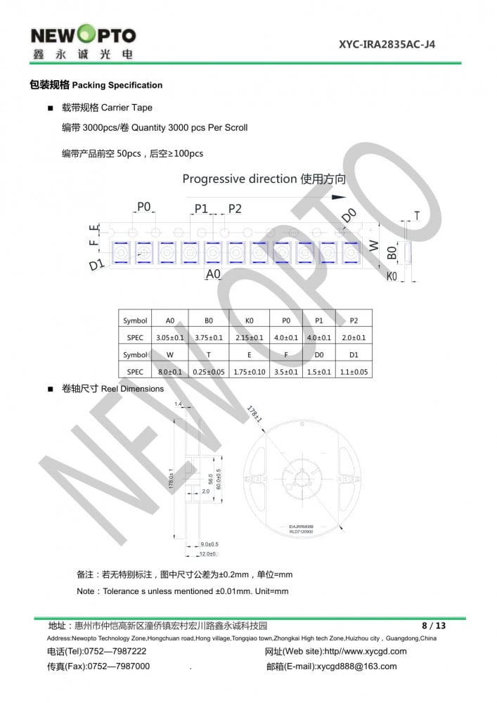 XYC-IRA2835AC-J4 datasheet page 8