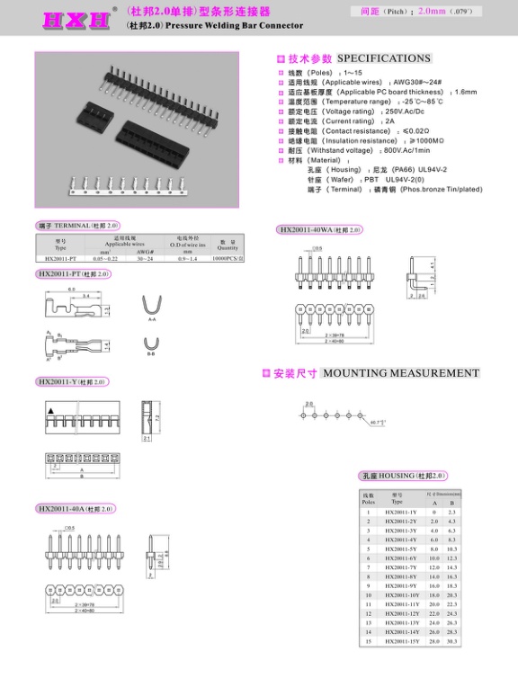 HX20011 series technical document page 1