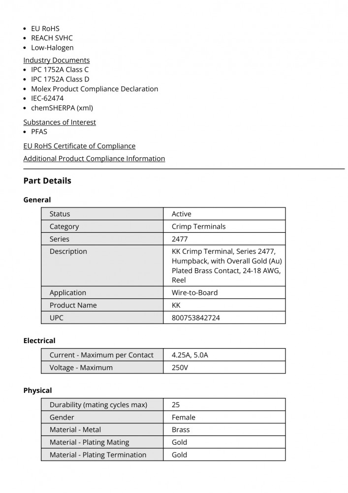 Molex KK 396 specification page 2