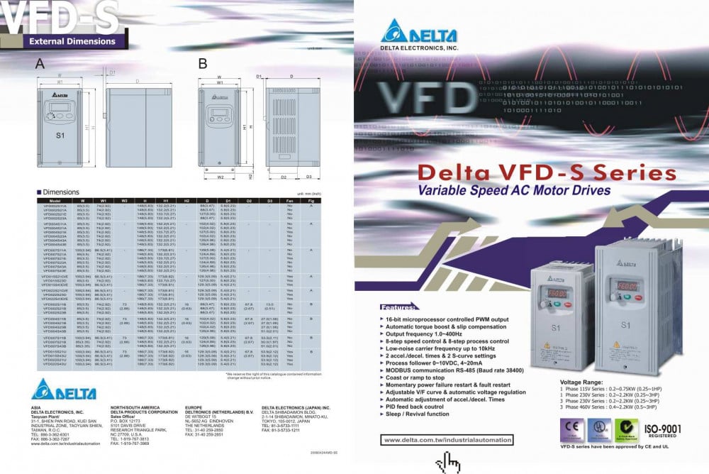 DELTA VFD-S Series technical document page 1