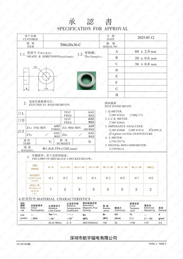 T60*20*36-C inspection data page