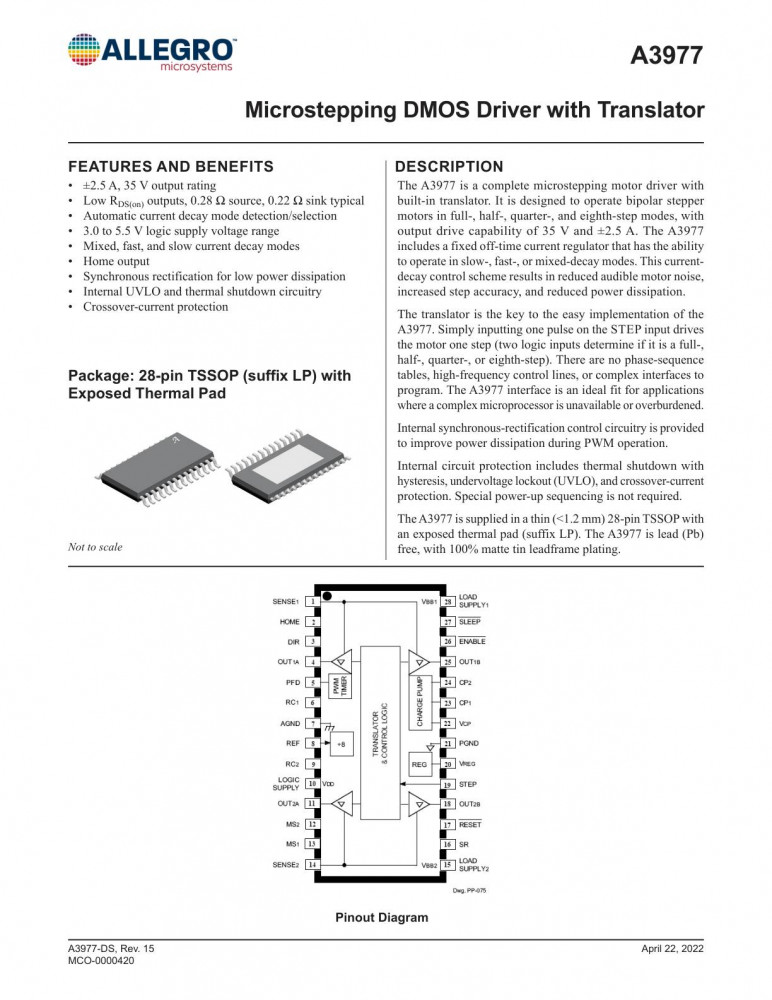 A3977 datasheet page 1
