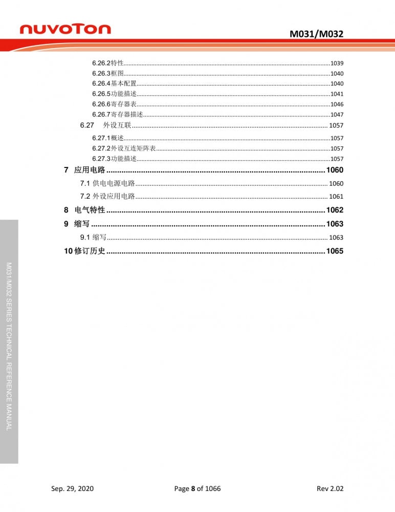 NuMicro M031/M032 technical reference manual page 8
