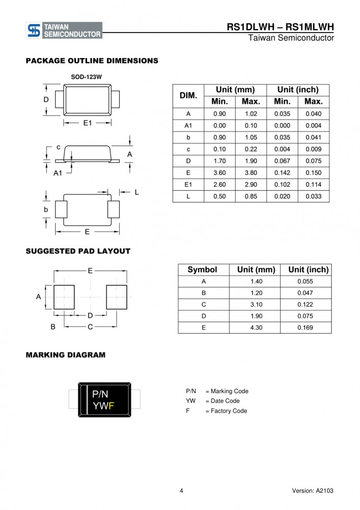 RS1MLWH technical document page 4