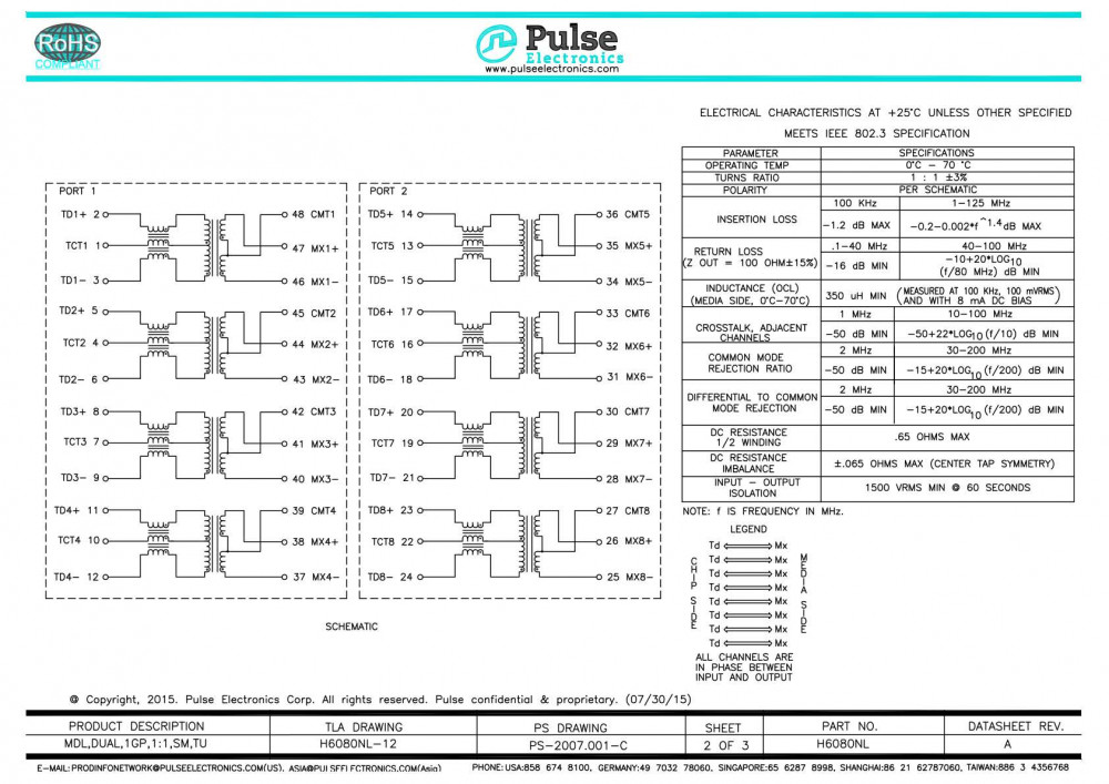 PULSE H6080NL datasheet sheet 2