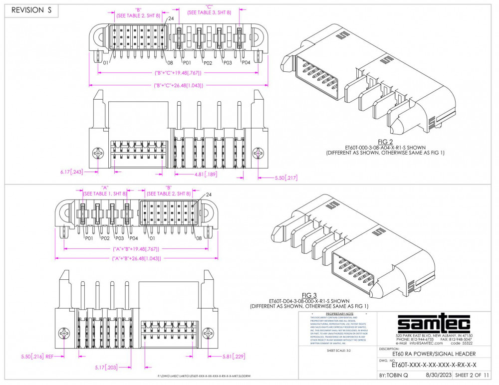Samtec ET60 drawing page 2