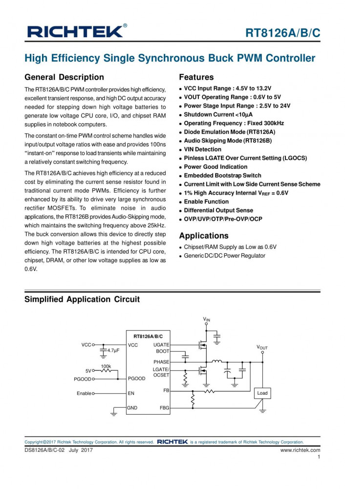 RT8126 datasheet page 1