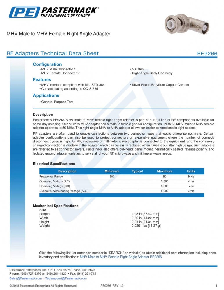 PE9266 technical document page 1