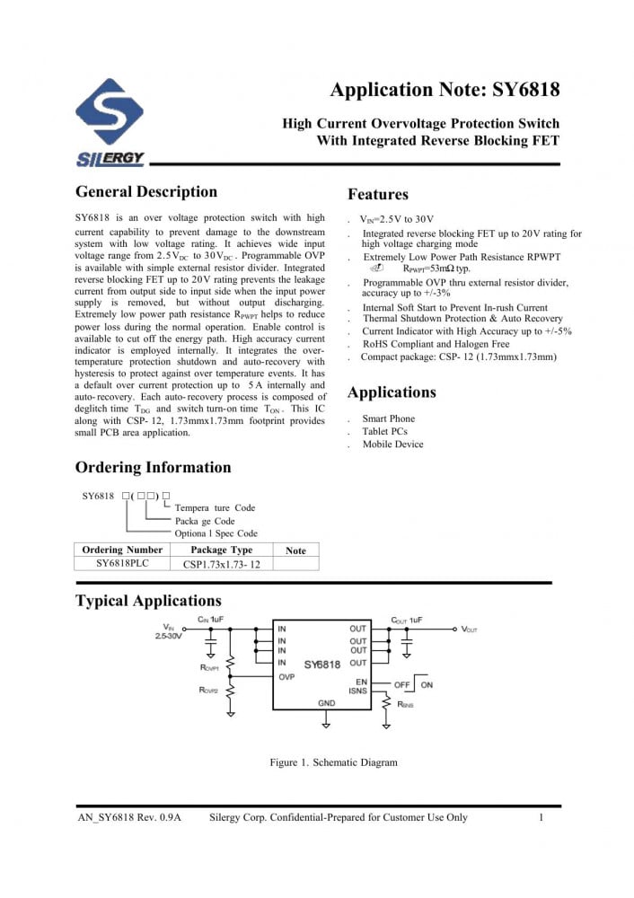 SY6818PLC datasheet page 1