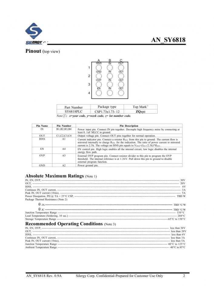 SY6818PLC datasheet page 2