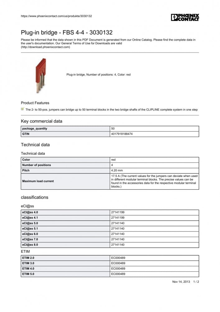 Phoenix Contact 3030132 technical document page 1