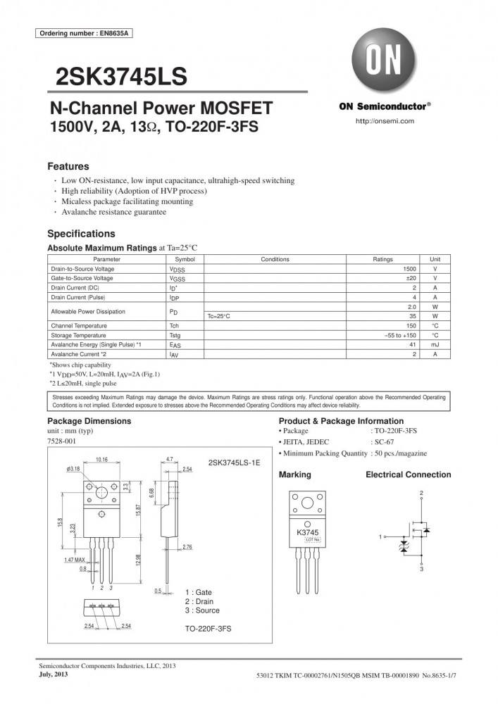 2SK3745LS datasheet page 1