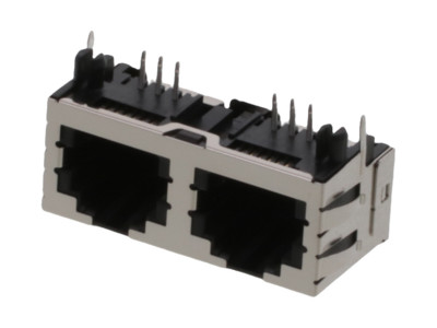 Modular Jack, Right-Angle, Low Profile, Inverted, 6/6, 4 Ports