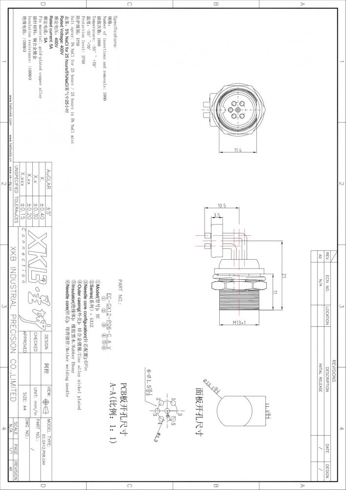 EC.GX12.P06.CAV technical drawing page
