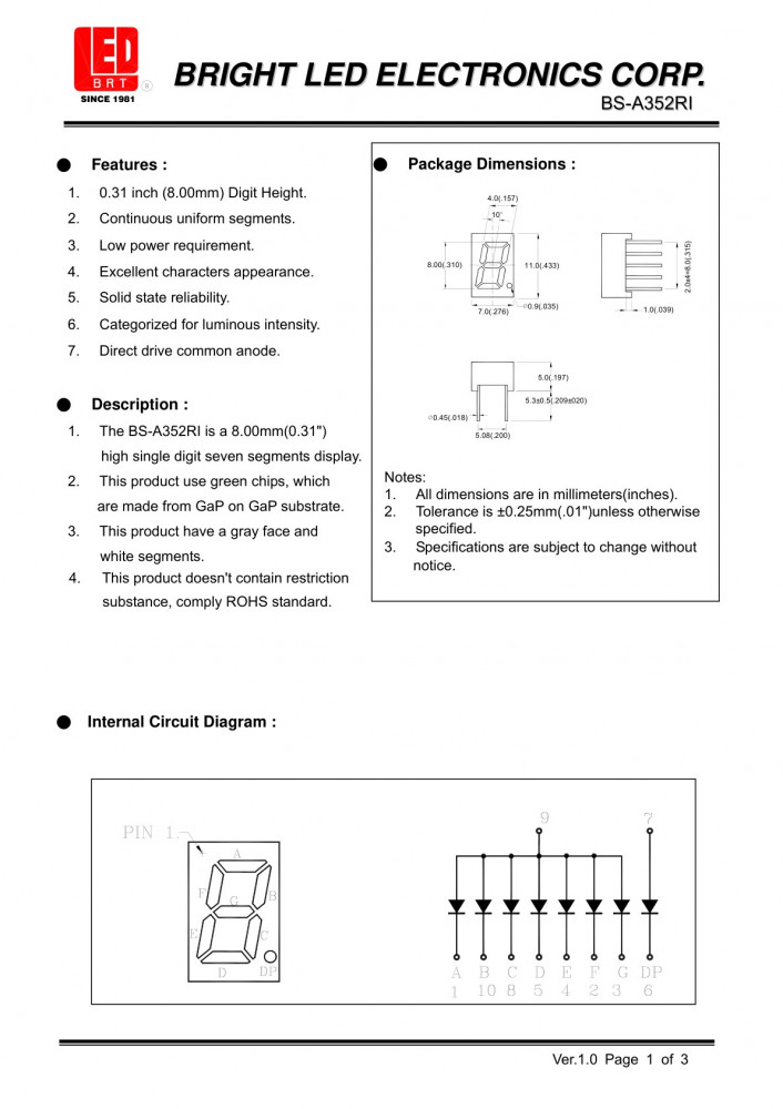 BS-A352RI technical document page 1