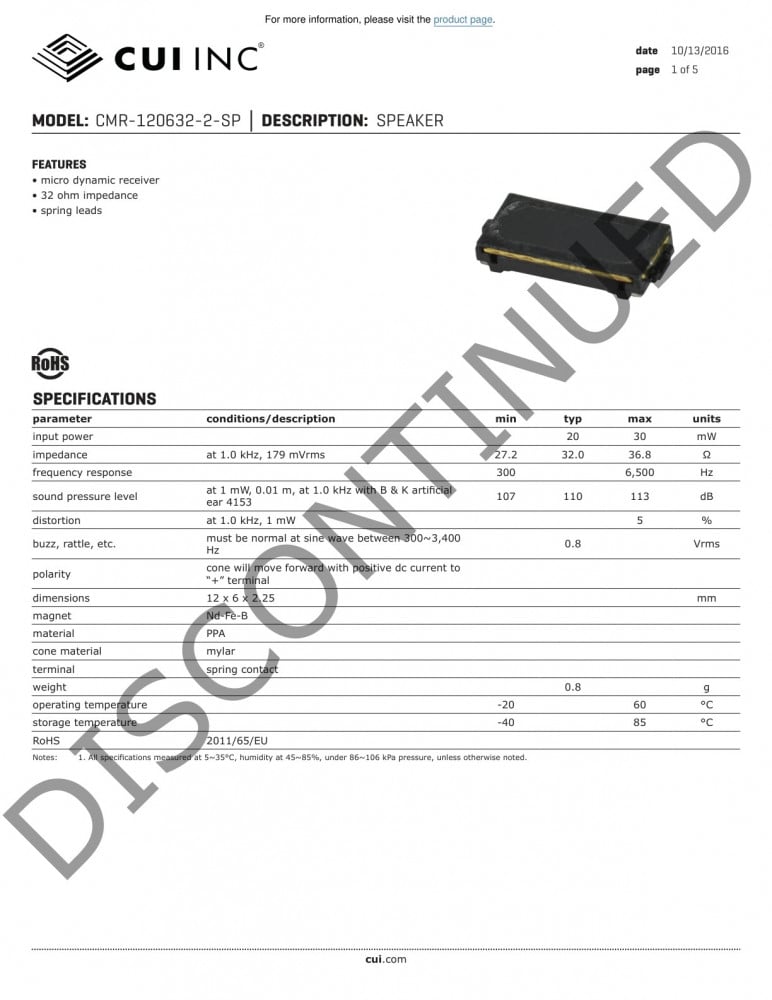 CMR-120632-2-SP datasheet page 1