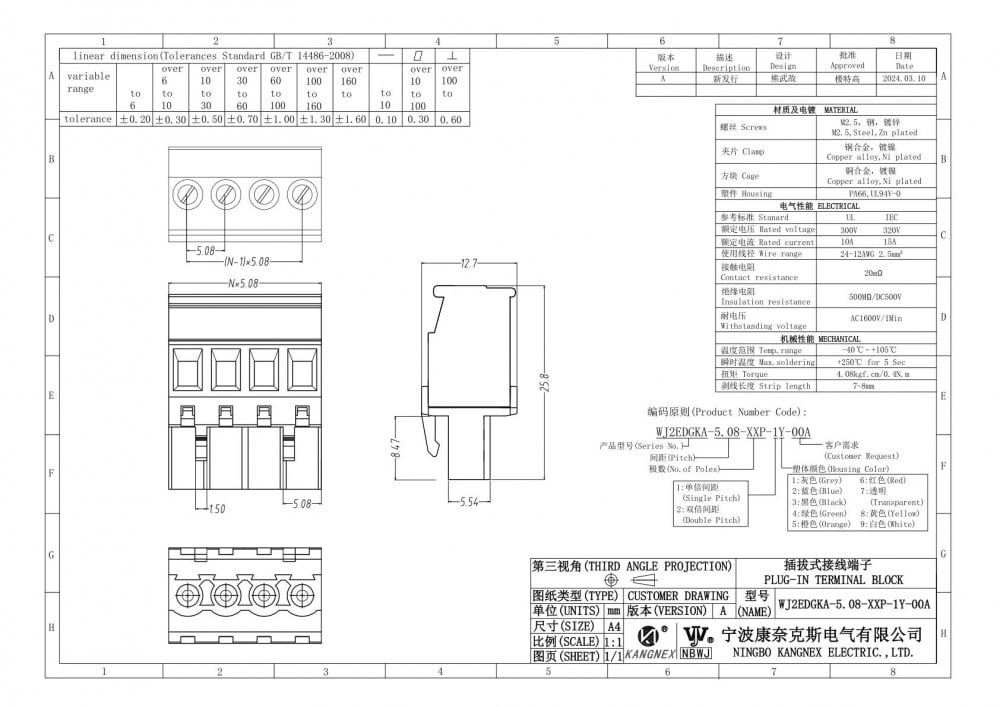 KANGNEX WJ2EDGKA-5.08-18P-14-00A technical drawing