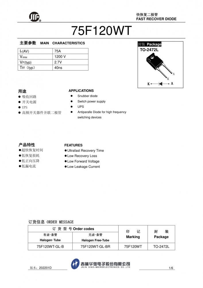 75F120WT datasheet page 1