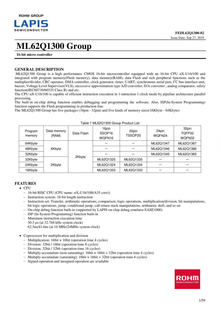 ML62Q1300 Group document page 2