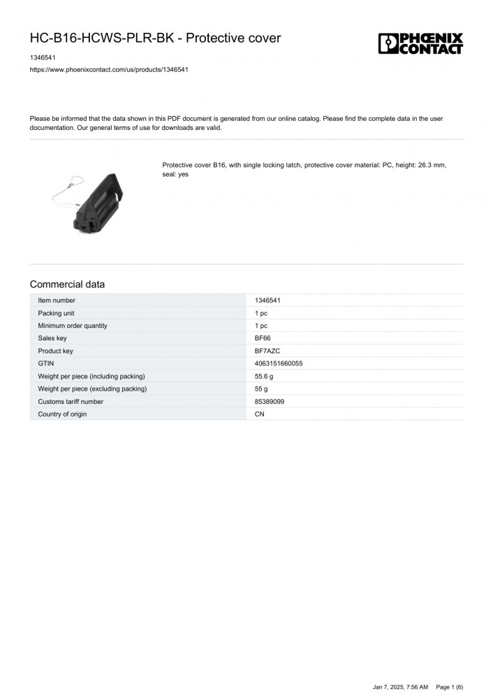 Phoenix Contact 1346541 technical document page 1