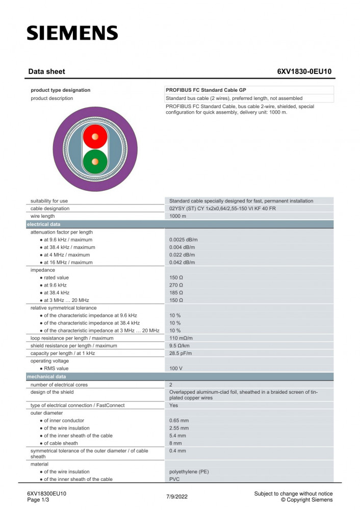 6XV18300EU10 technical document page 1